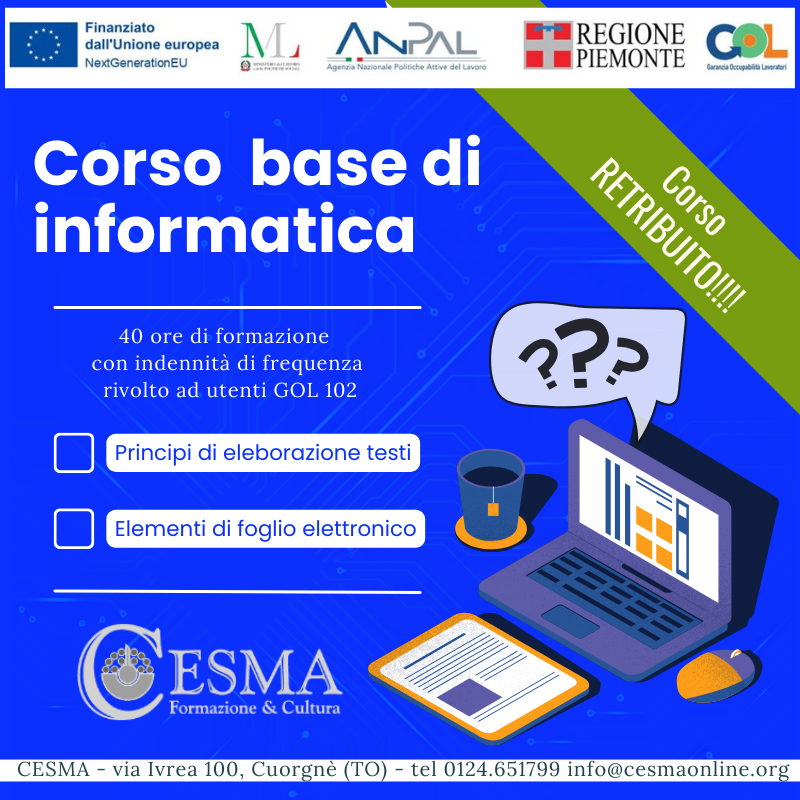 Corso - Aggiornamento Informatico - Cesma Formazione